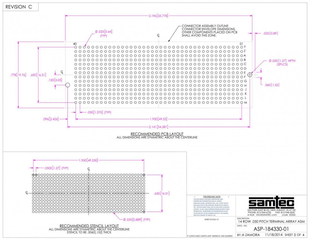 Samtec ASP-184330-01 technical drawing page 3