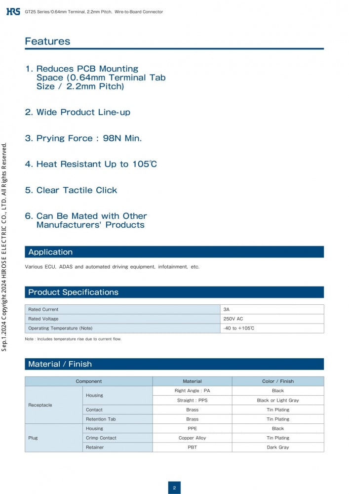 HRS GT25 series document page 2