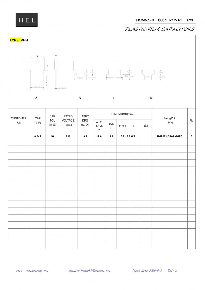 PHB473J2JA8A50R0 specification page 2