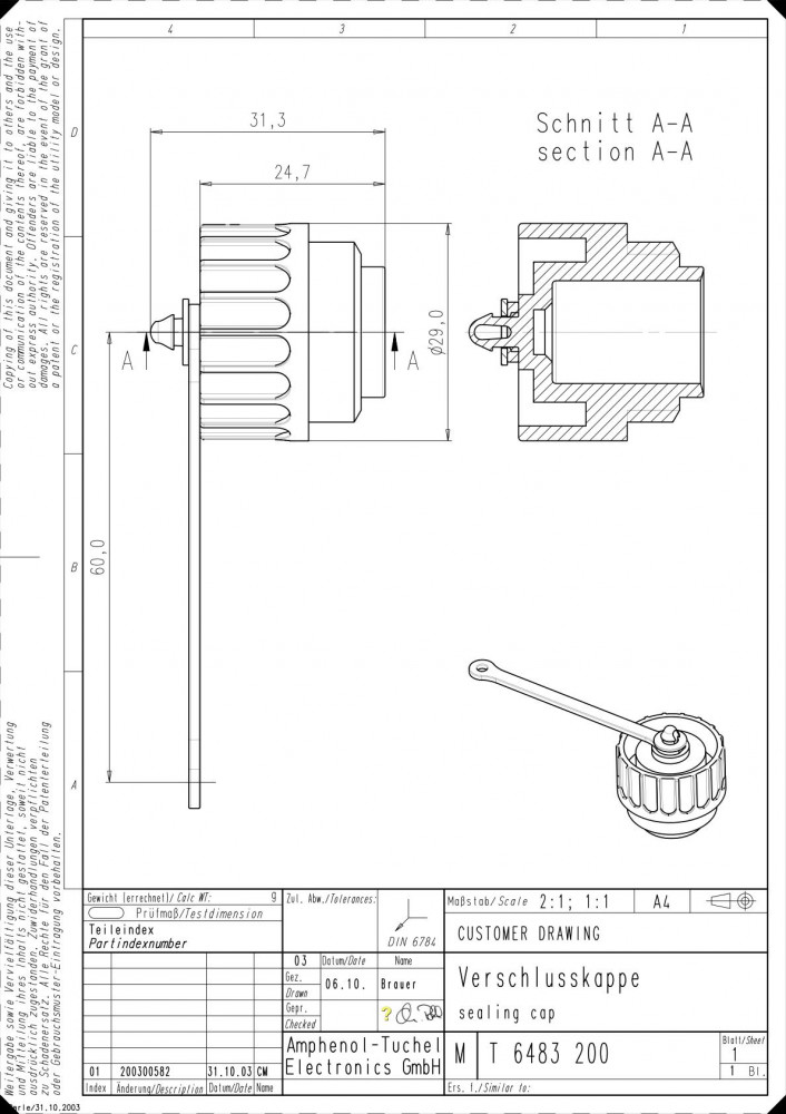 Amphenol T 6483 200 customer drawing