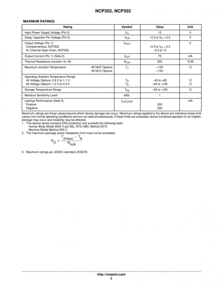 NCP302 datasheet page 2