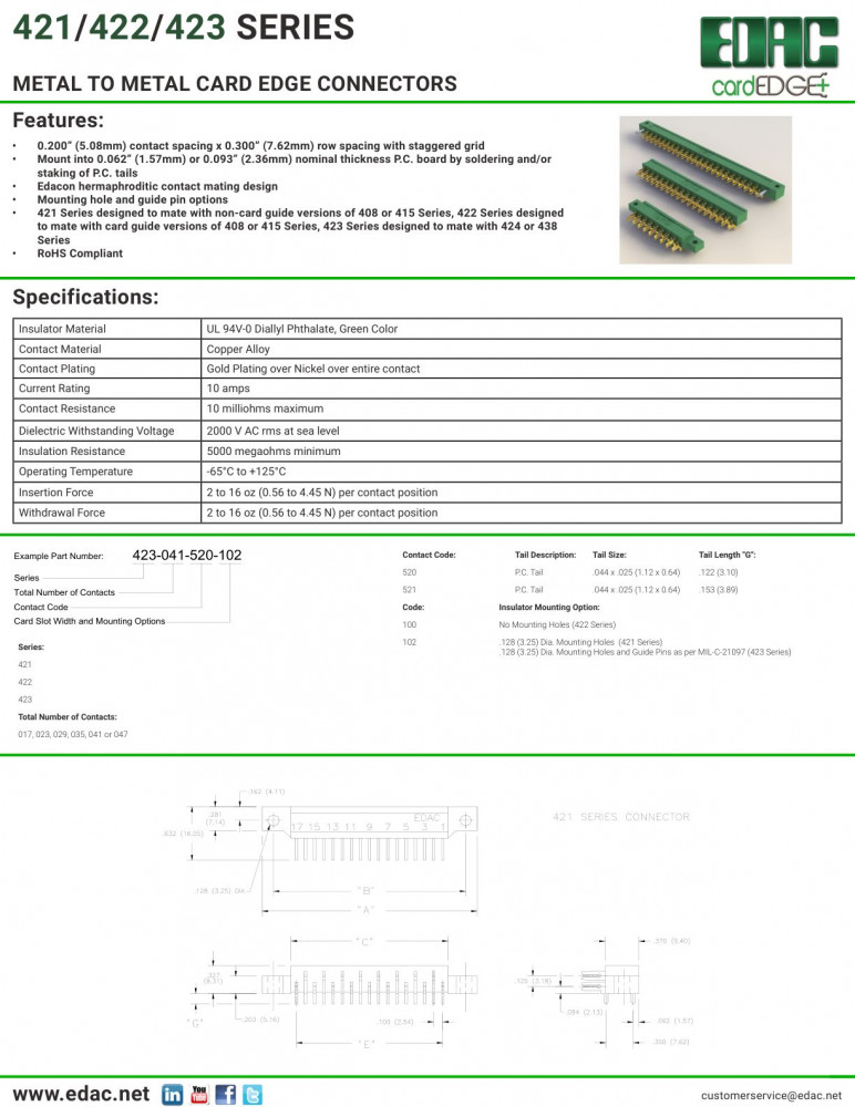 423 Series connector technical drawing page 1
