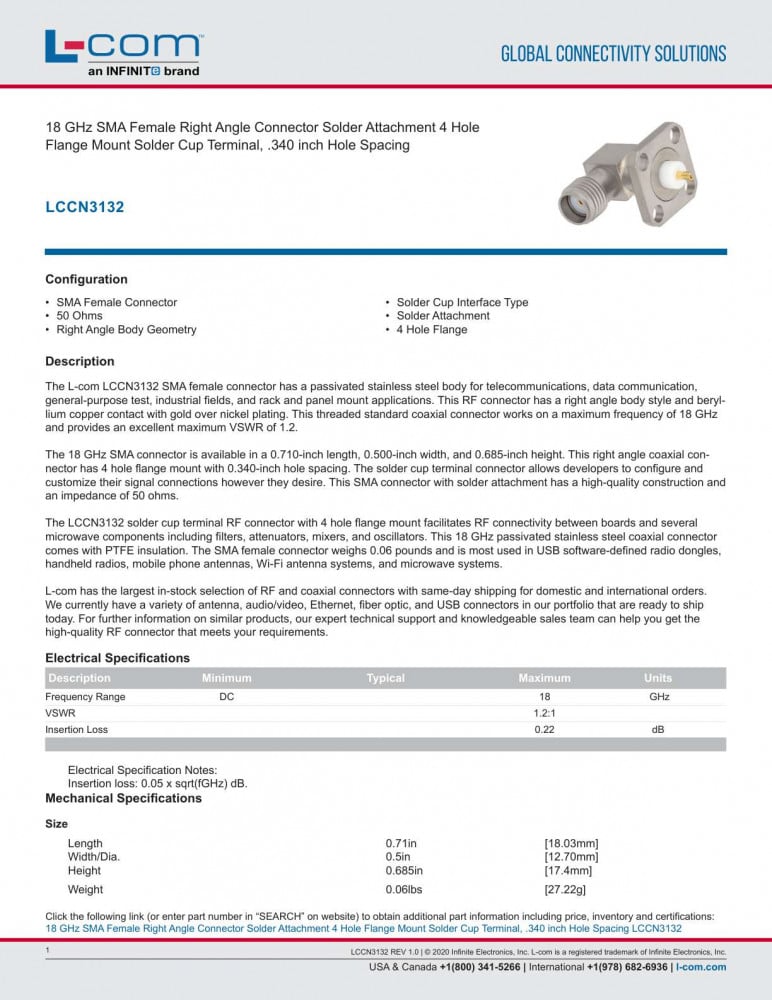 L-com LCCN3132 datasheet page 1