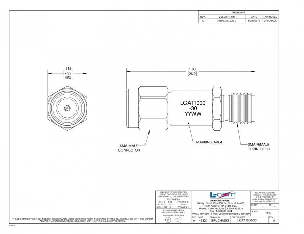 LCAT1000-30 technical drawing