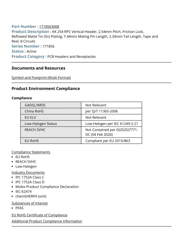 MOLEX 1718563008 product document image 1
