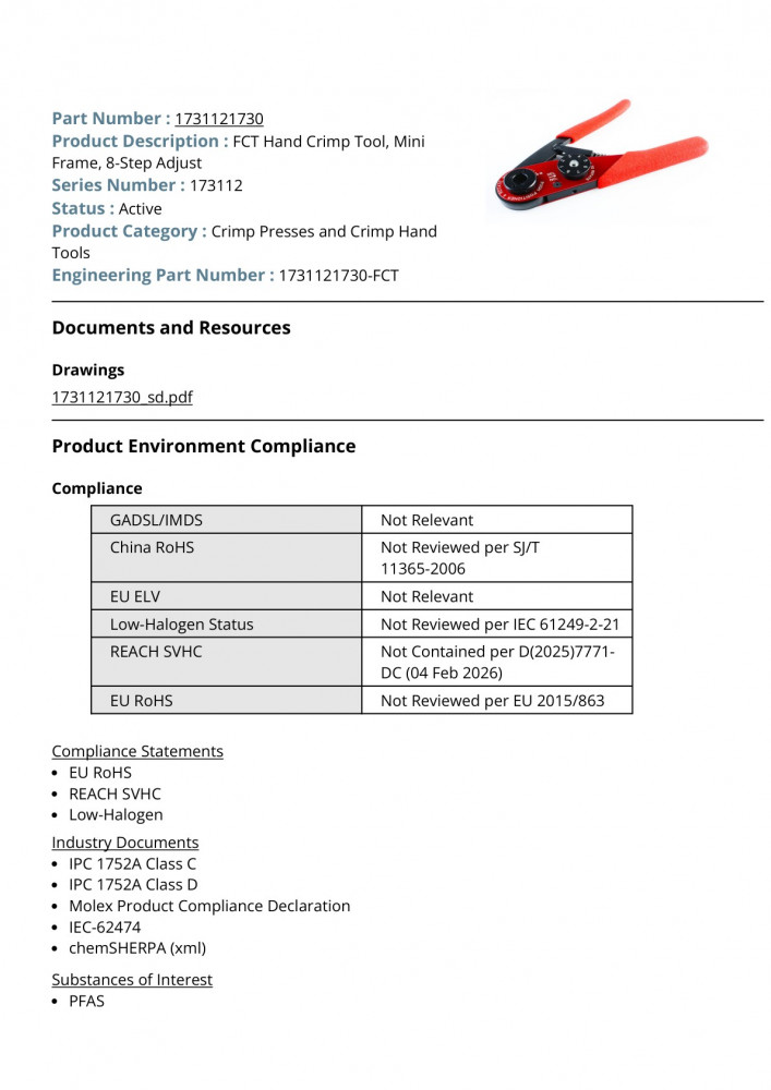 MOLEX 1731121730 drawing page 1