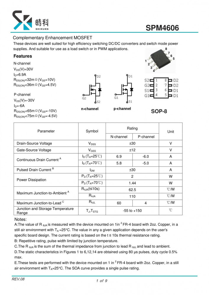 SPM4606 datasheet page 1