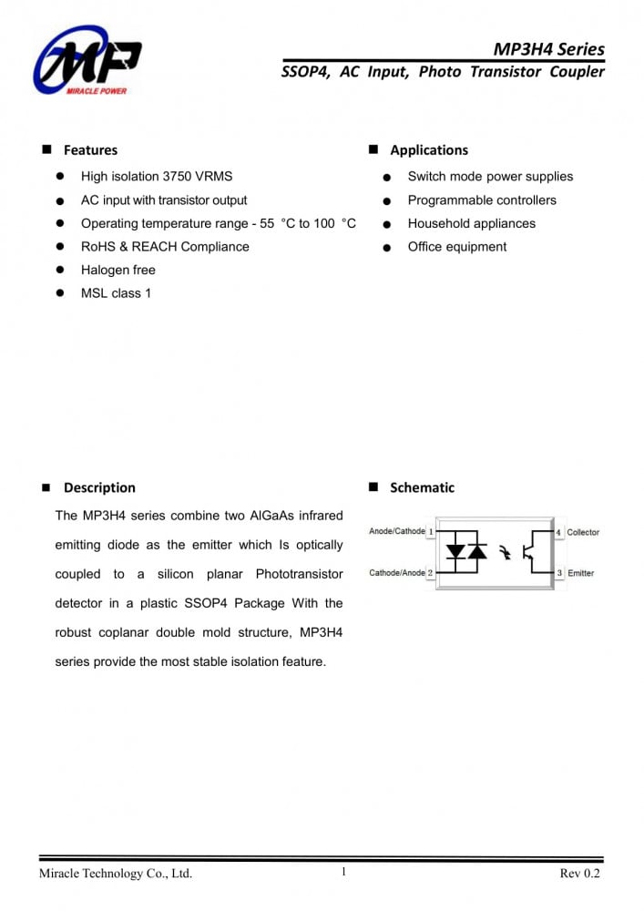 MP3H4A(T1)-GV datasheet page 1