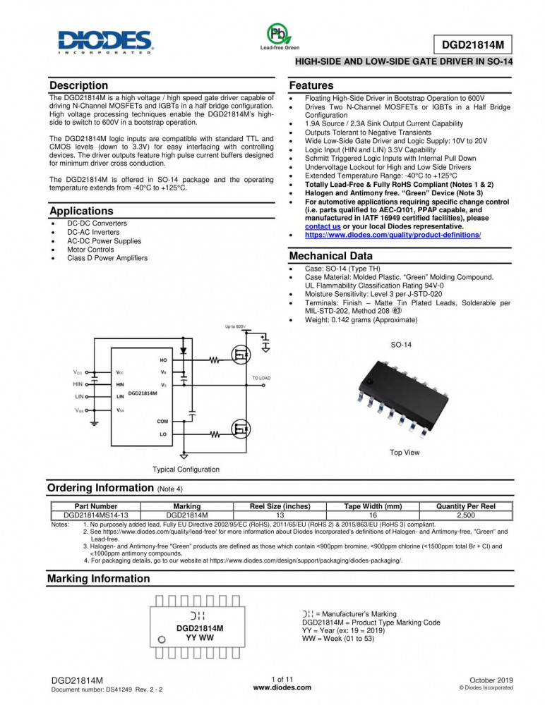 DGD21814M datasheet page 1