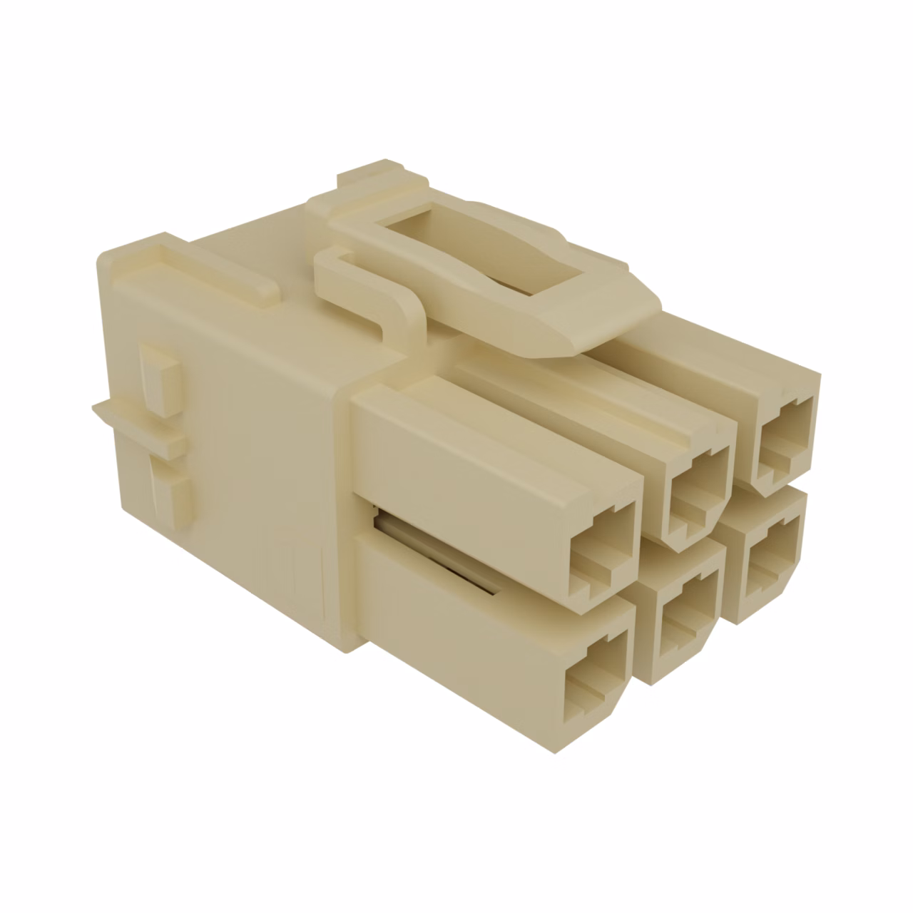 Mega-Fit ColorLock Tangless TPA-Capable Receptacle Housing, Dual Row, 6 Circuit, UL 94V-0, Glow-Wire Capable, Natural for sale