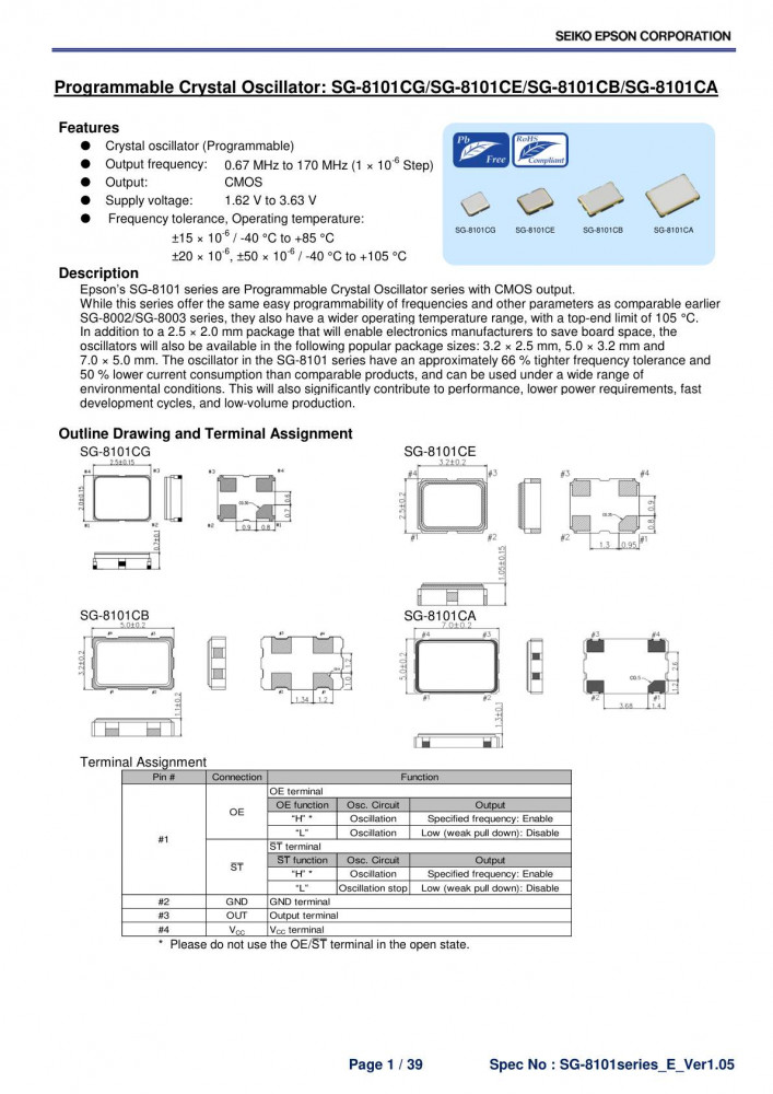 EPSON SG-8101CA datasheet page 1