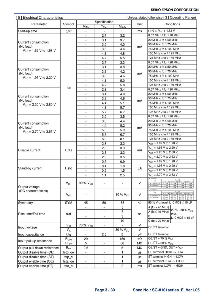 EPSON SG-8101CA datasheet page 3