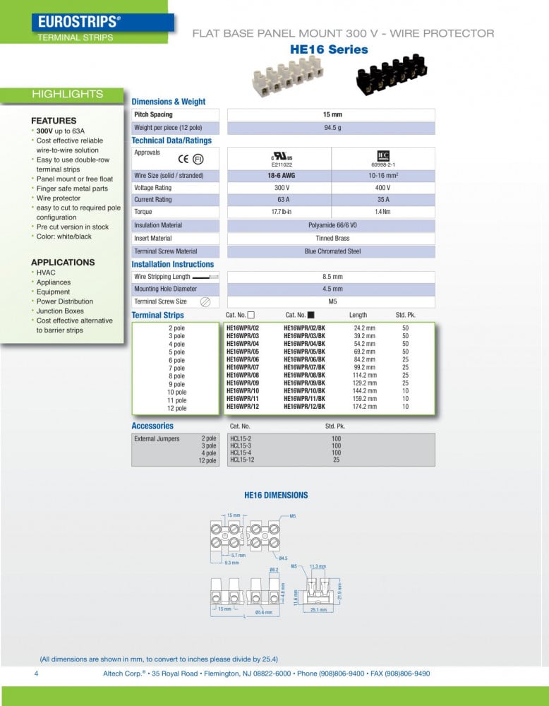 Altech HE series datasheet page 5