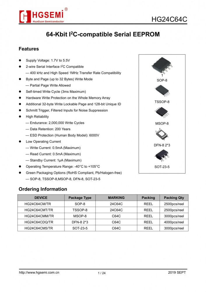 HG24C64C datasheet page 1