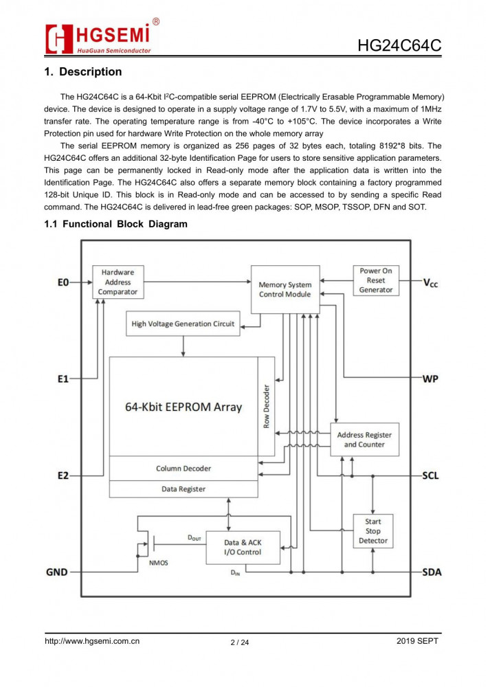 HG24C64C datasheet page 2