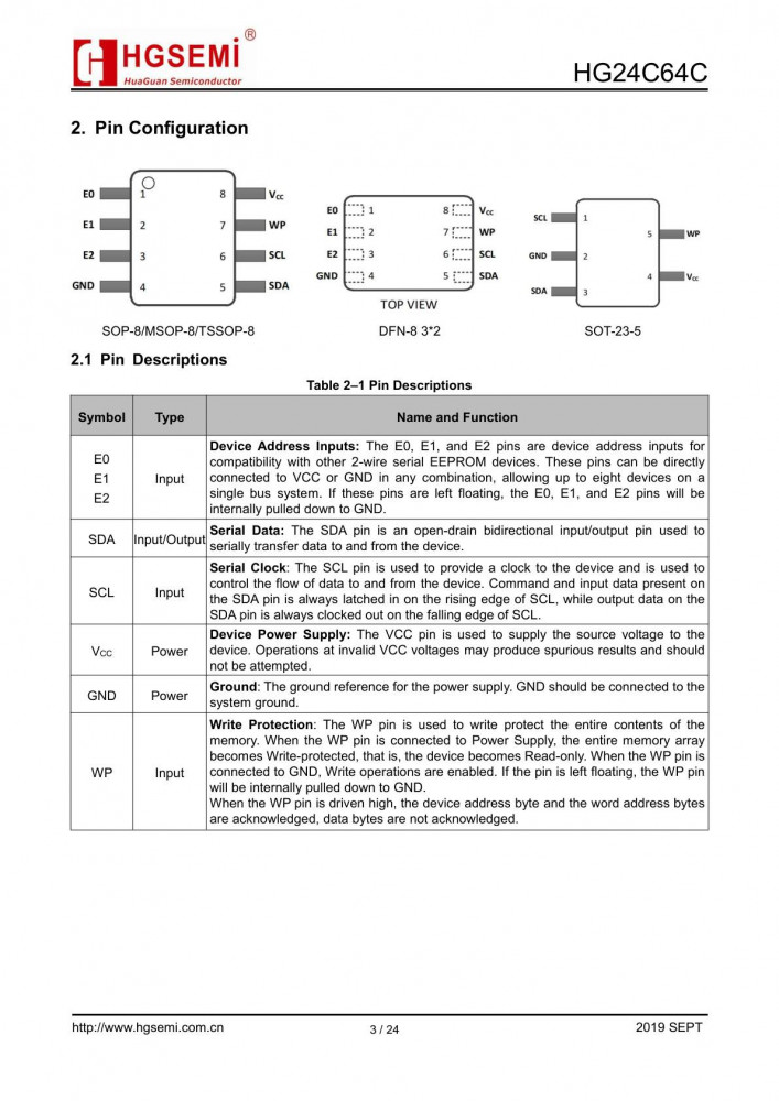 HG24C64C datasheet page 3