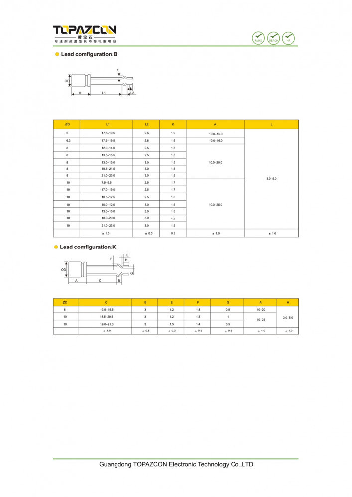 TOPAZ RE Series specification page 9