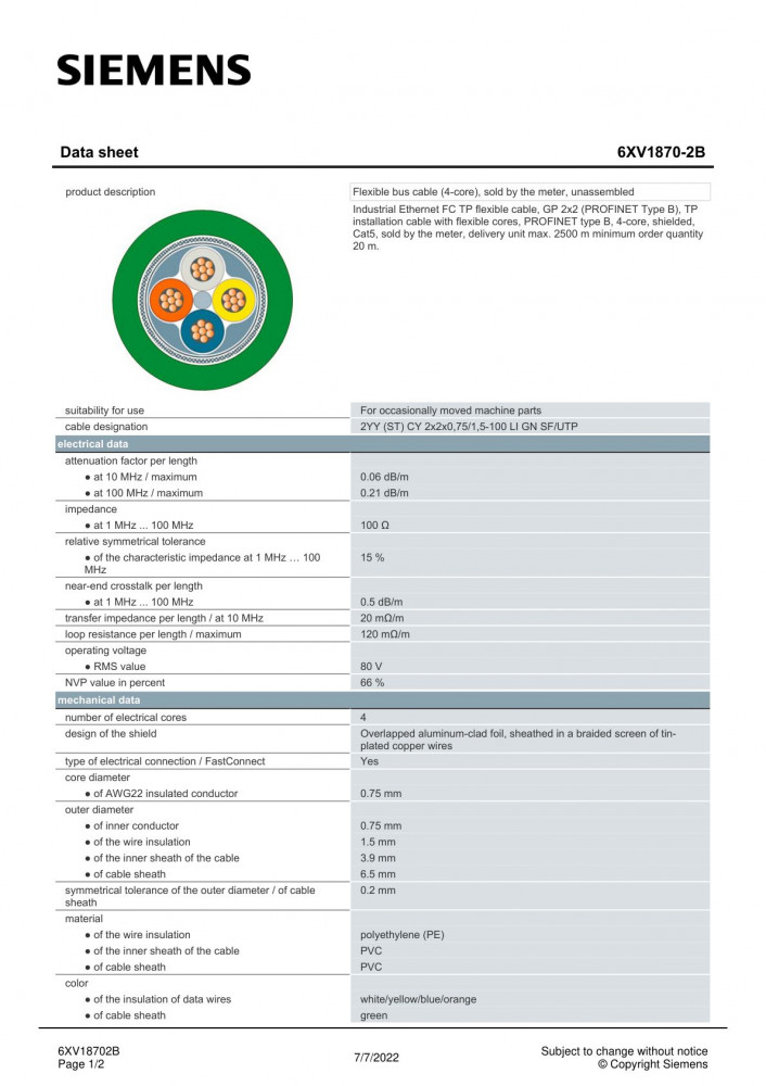SIEMENS 6XV18702B datasheet page 1