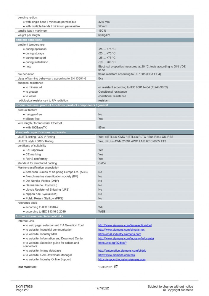 SIEMENS 6XV18702B datasheet page 2