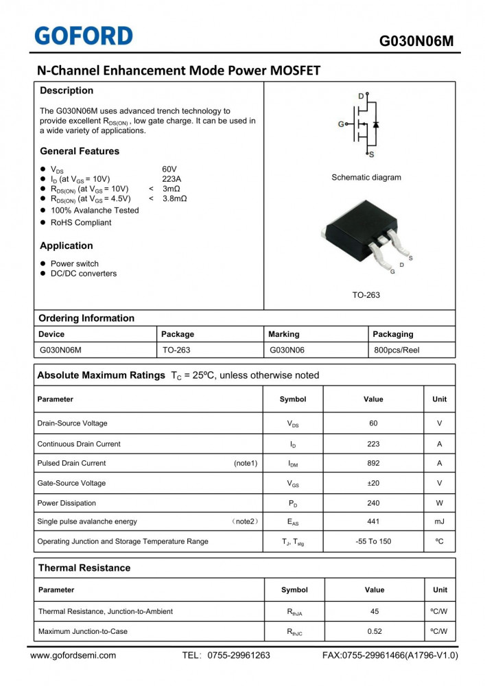 G030N06M datasheet page 1