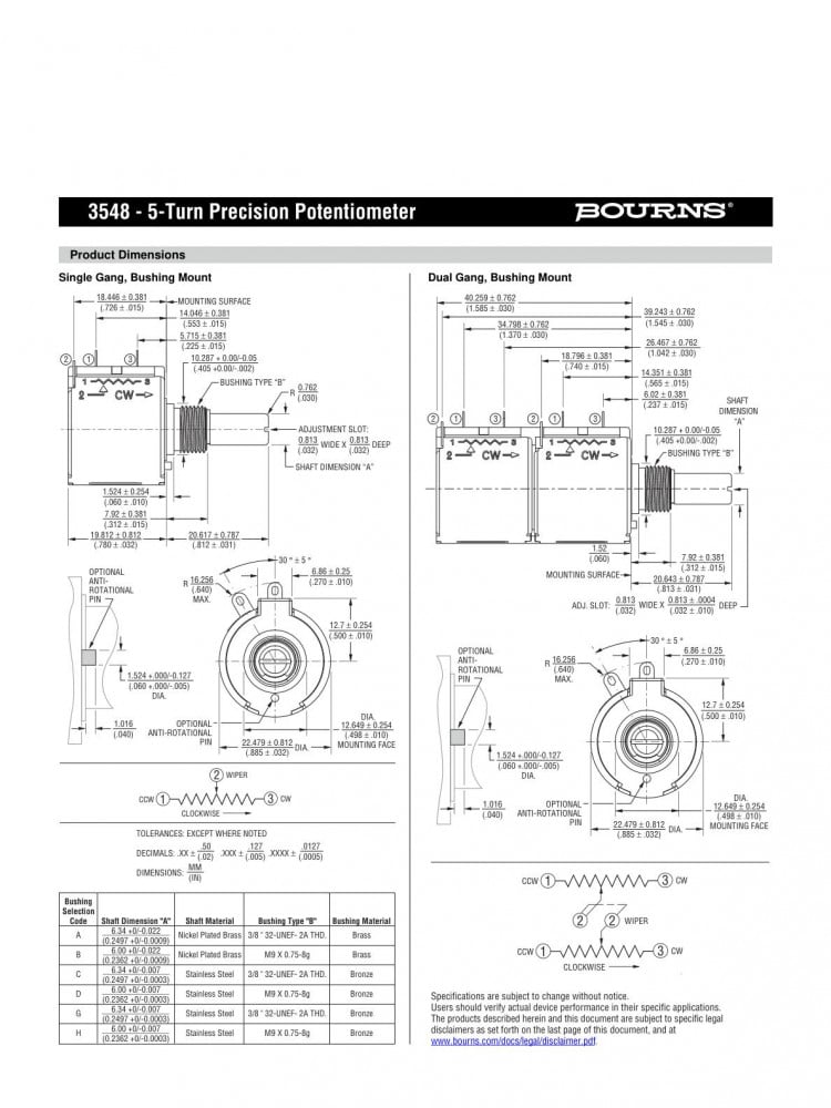 BOURNS 3548 datasheet page 2