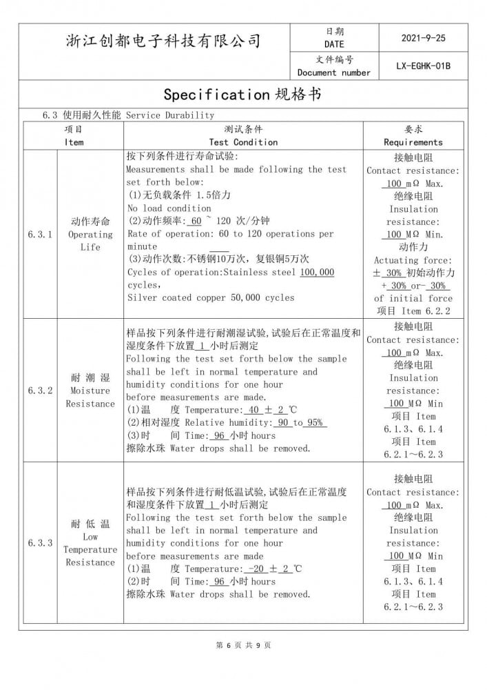 CAX TS-1102FSD-6x6x6.5 specification page 6