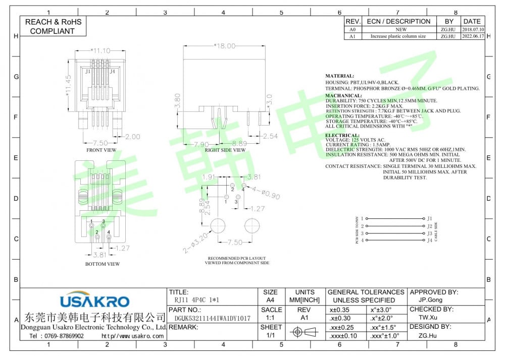 USAKRO DGUK53211144IWA1DY1017 technical drawing