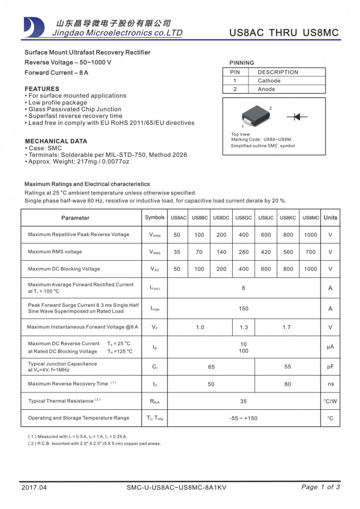 US8GC datasheet page 1