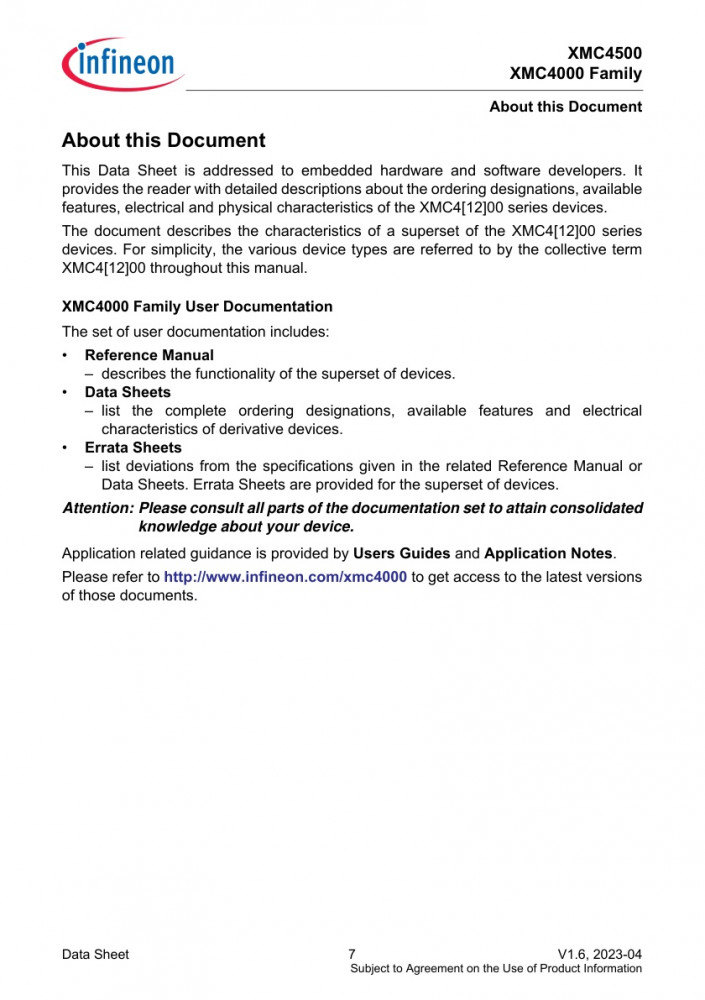 XMC4500 datasheet page 7