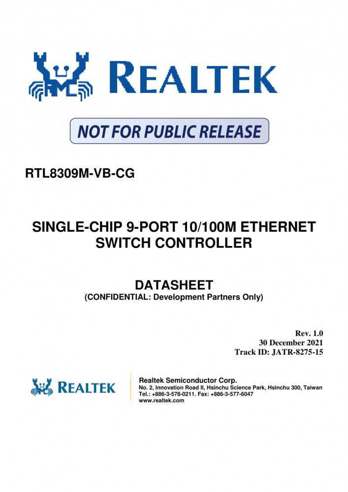 RTL8309M-VB-CG datasheet page 1
