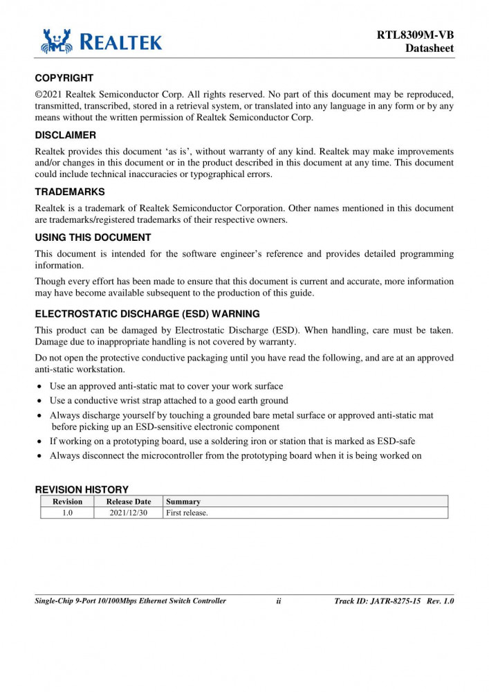 RTL8309M-VB-CG datasheet page 2