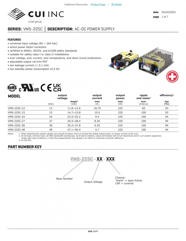 VMS-225C datasheet page 1