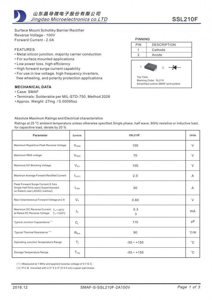 SSL210F datasheet page 1