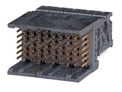 Impact 100 Ohm 2 Pair Right-Angle Male Header, Unguided, Left Endwall, 10 Columns, 60 Circuits, Pin Length 4.90mm, Plated Through Hole Dimension 0.39mm, Lead-Free