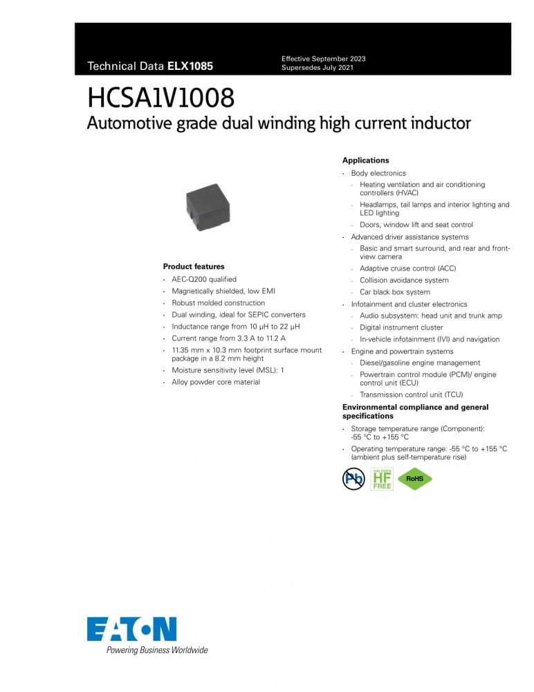 EATON HCSA1V1008 product documentation page 1