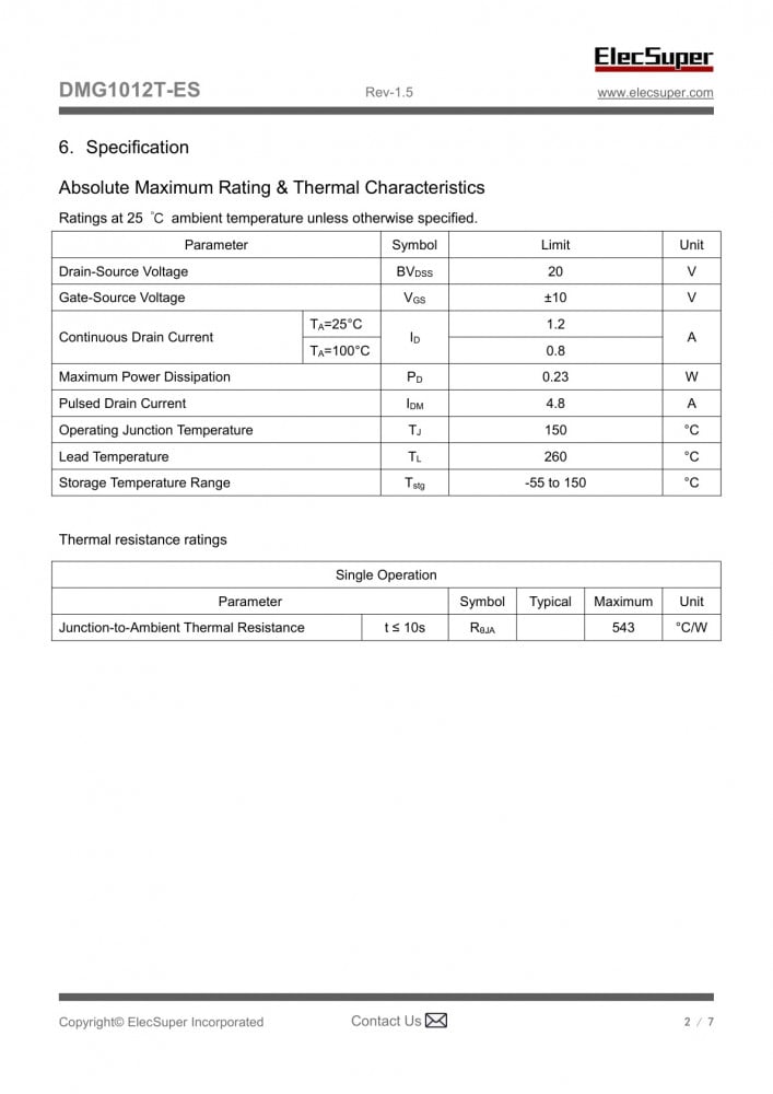 DMG1012T-ES datasheet page 2