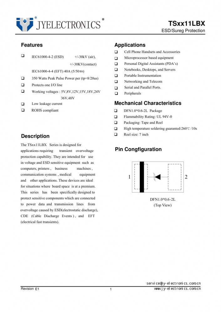 TS3611LBX datasheet page 1