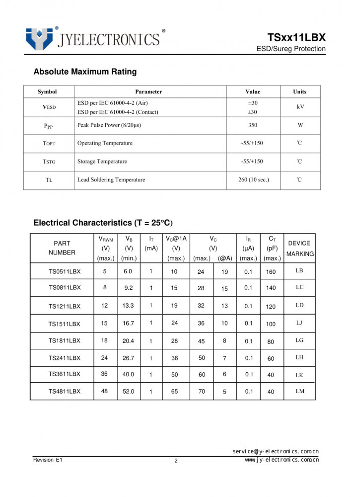 TS3611LBX datasheet page 2