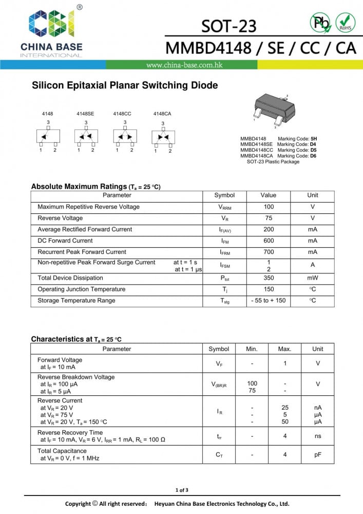 CBI MMBD4148 datasheet page 1