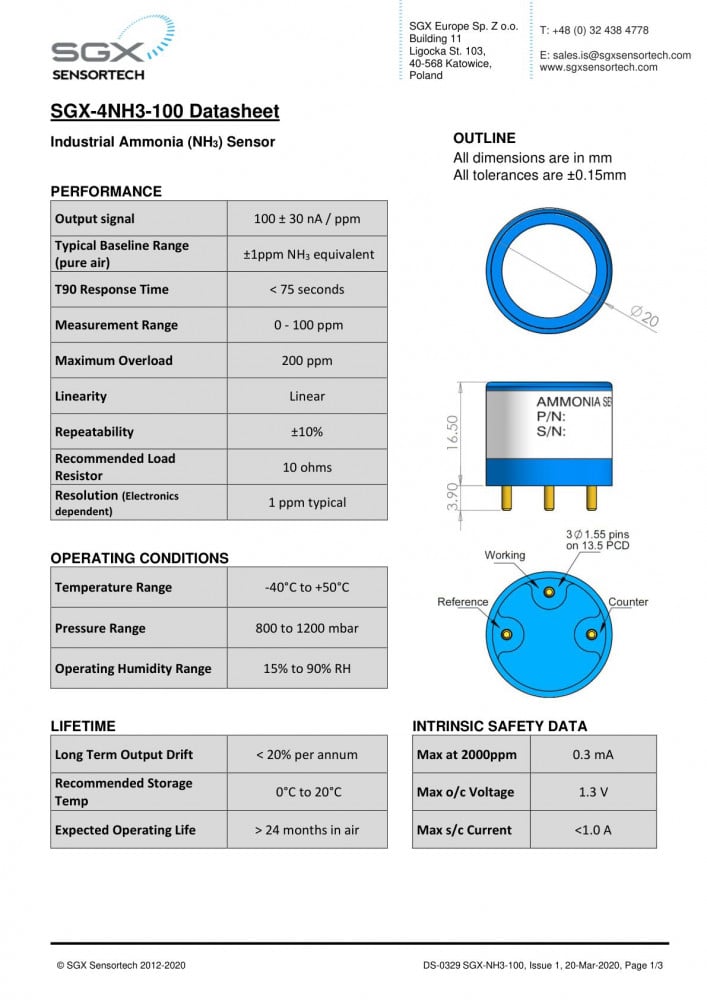 SGX-4NH3-100 datasheet page 1