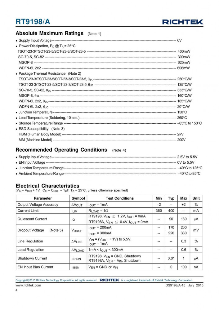 RT9198 datasheet page 4