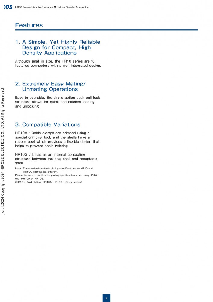 HRS HR10 series datasheet page 2