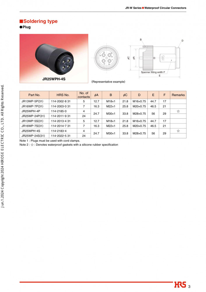 HRS JR-W Series document page 3