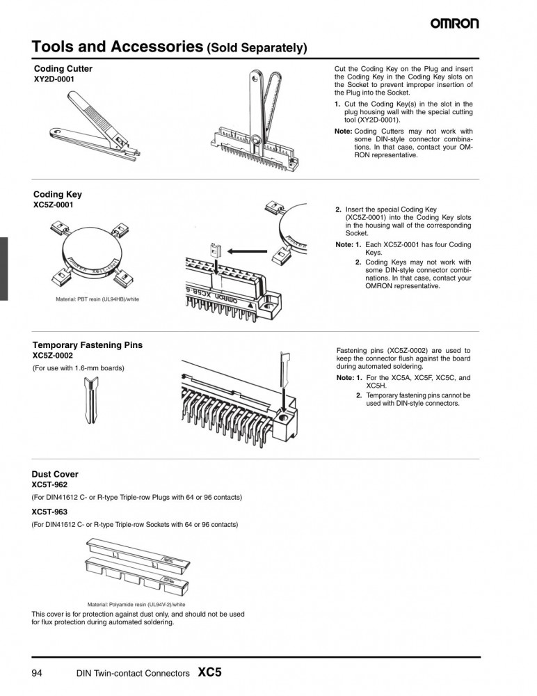 OMRON XC5 DIN connector document page 10