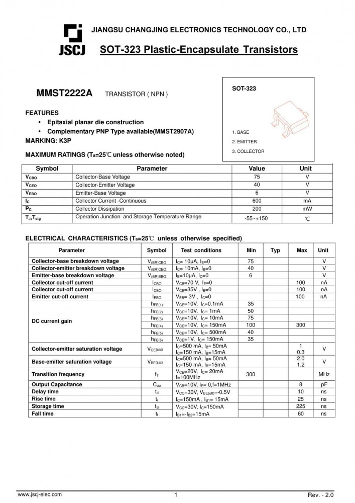 MMST2222A datasheet page 1