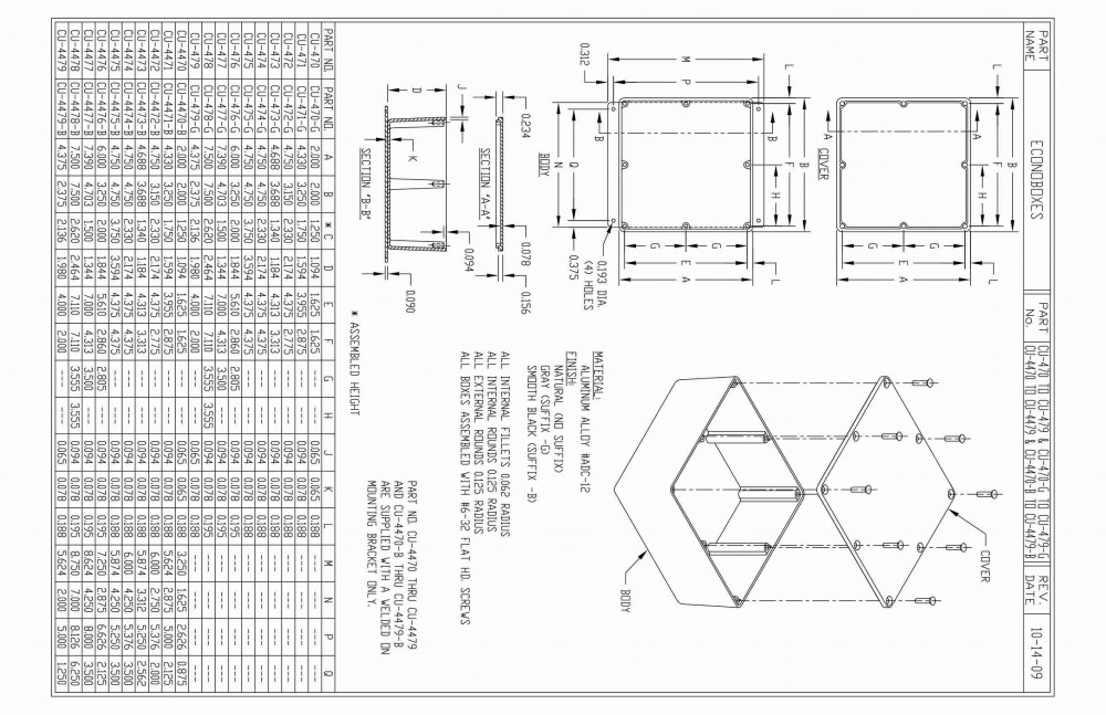 Bud Industries CU-4473-B dimensional drawing