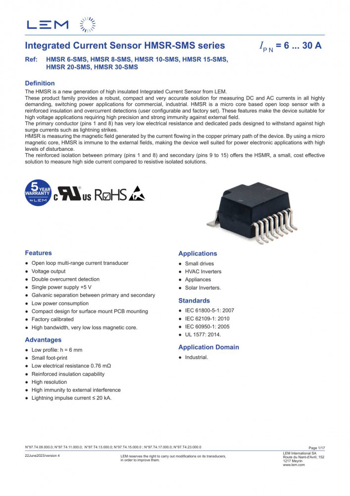 HMSR-SMS datasheet page 1