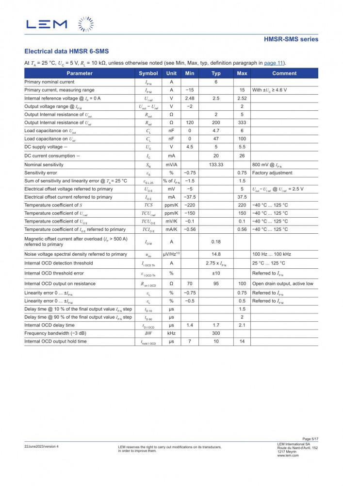 HMSR-SMS datasheet page 5
