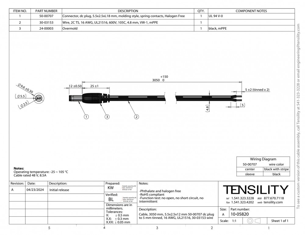 Tensility International 10-05820 product drawing
