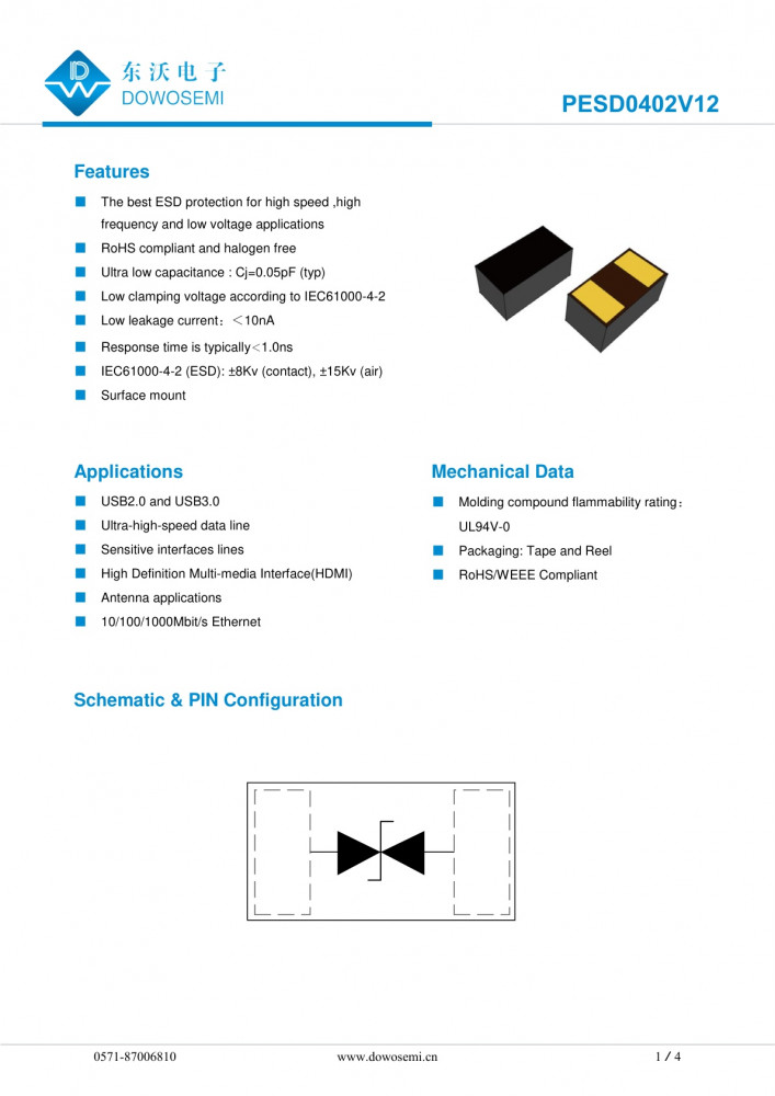 PESD0402V12 datasheet page 1